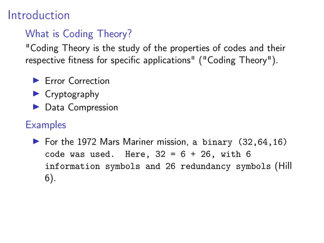 An Introduction To Coding Theory Ppt