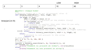 Binary search in Python using recursion | PPT