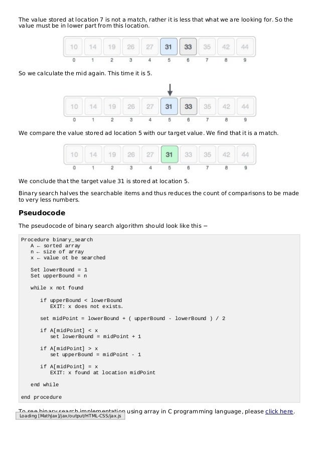 Binary search algorithm