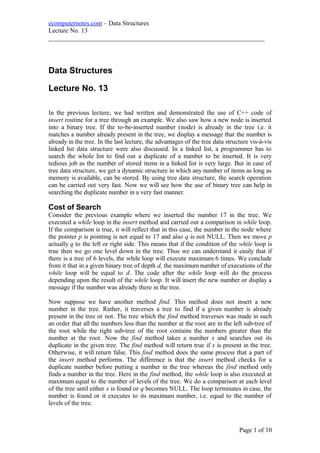 e computer notes - Binary search tree | PDF