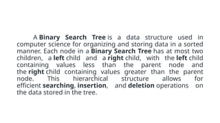 lecture on introduction to Binary Search Tree | PPT
