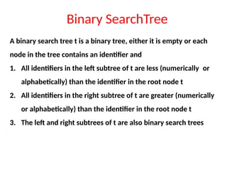 BinarySearchTree in datastructures in detail | PPTX