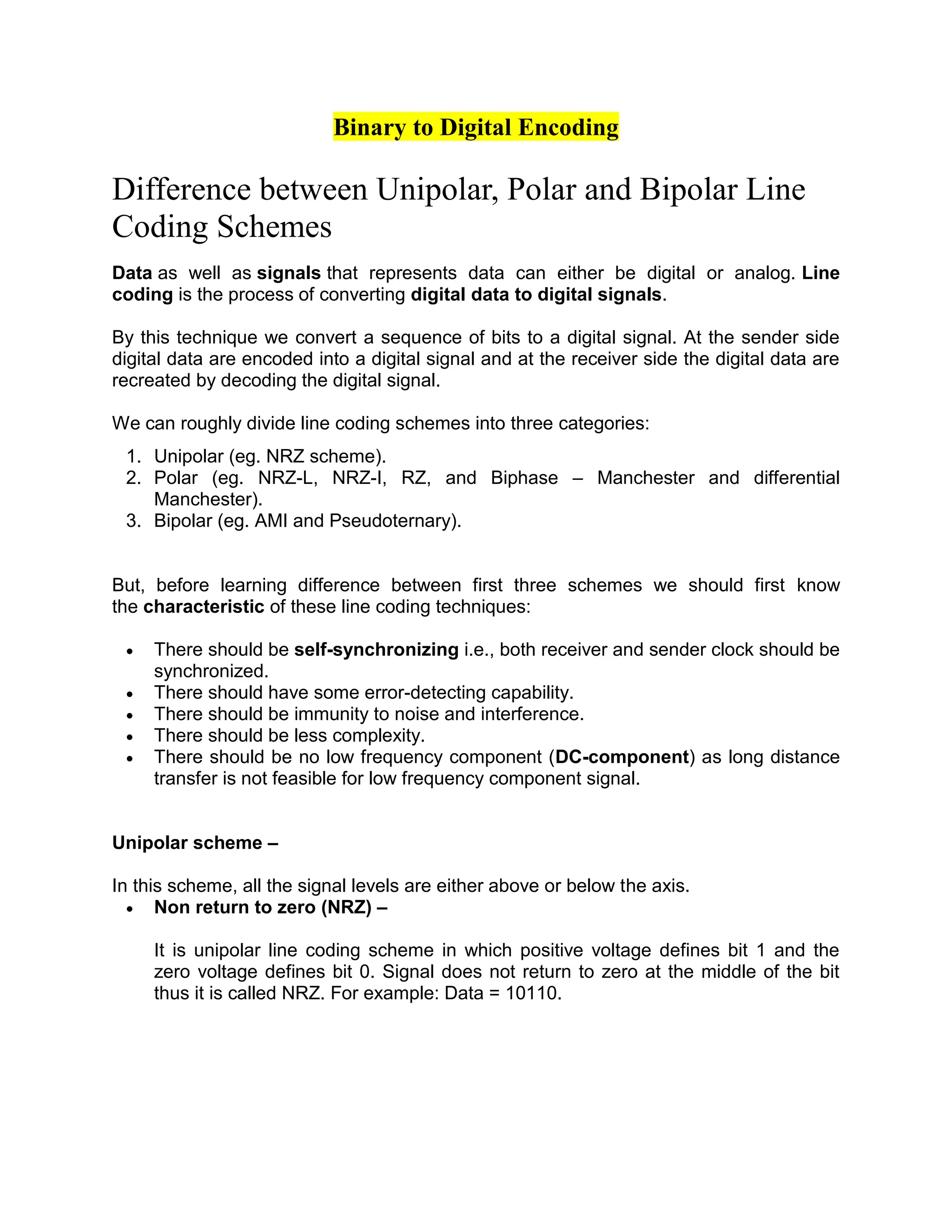 Binary to digital encoding tbs 301 | PDF