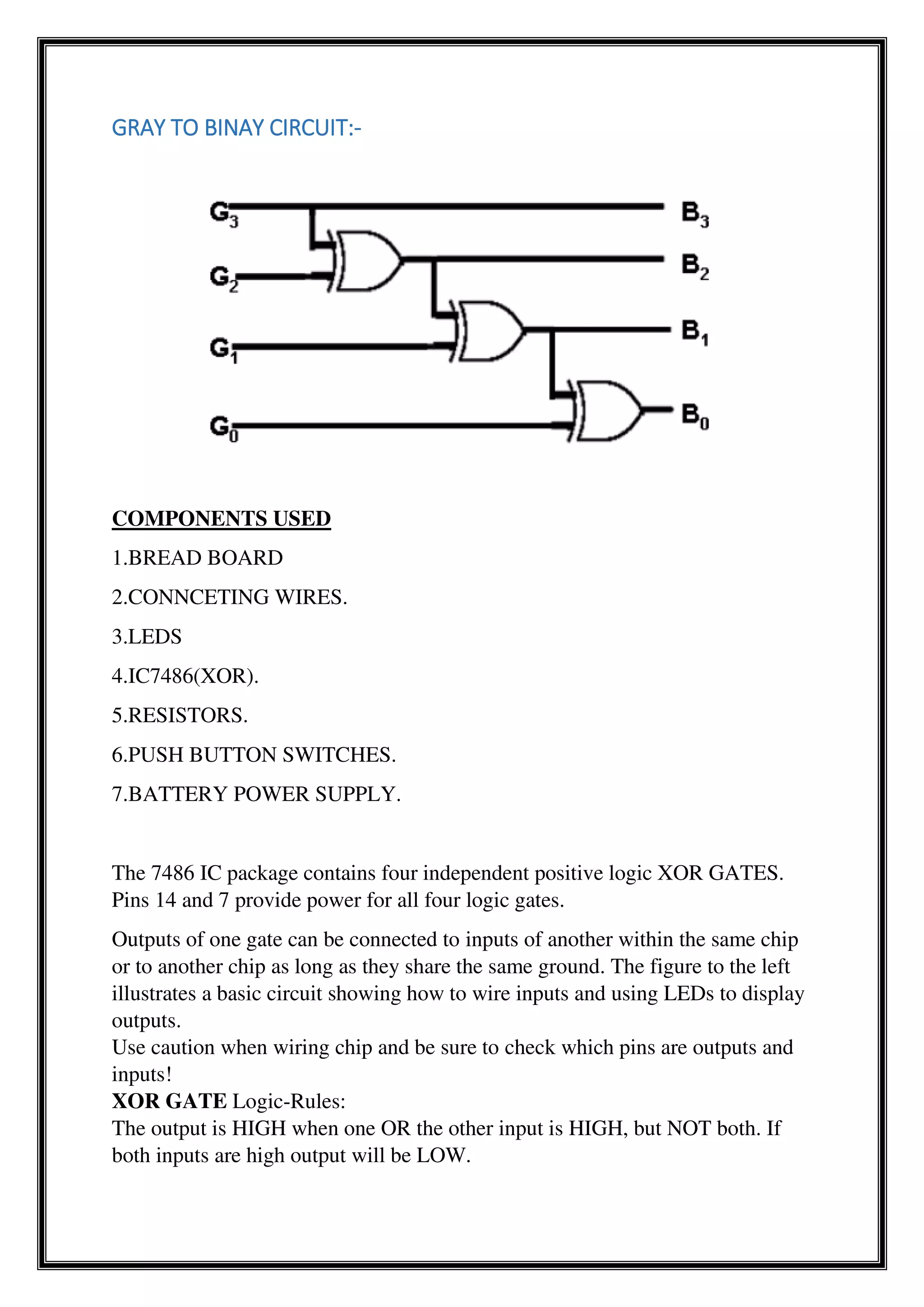 Binary to gray converter using xor | PDF