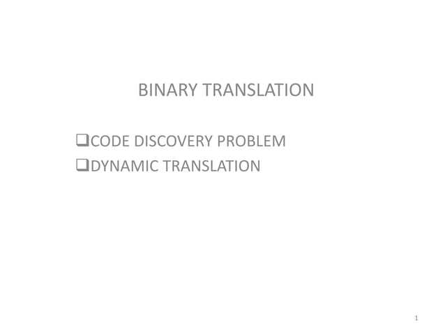 Binary translation | PPTX