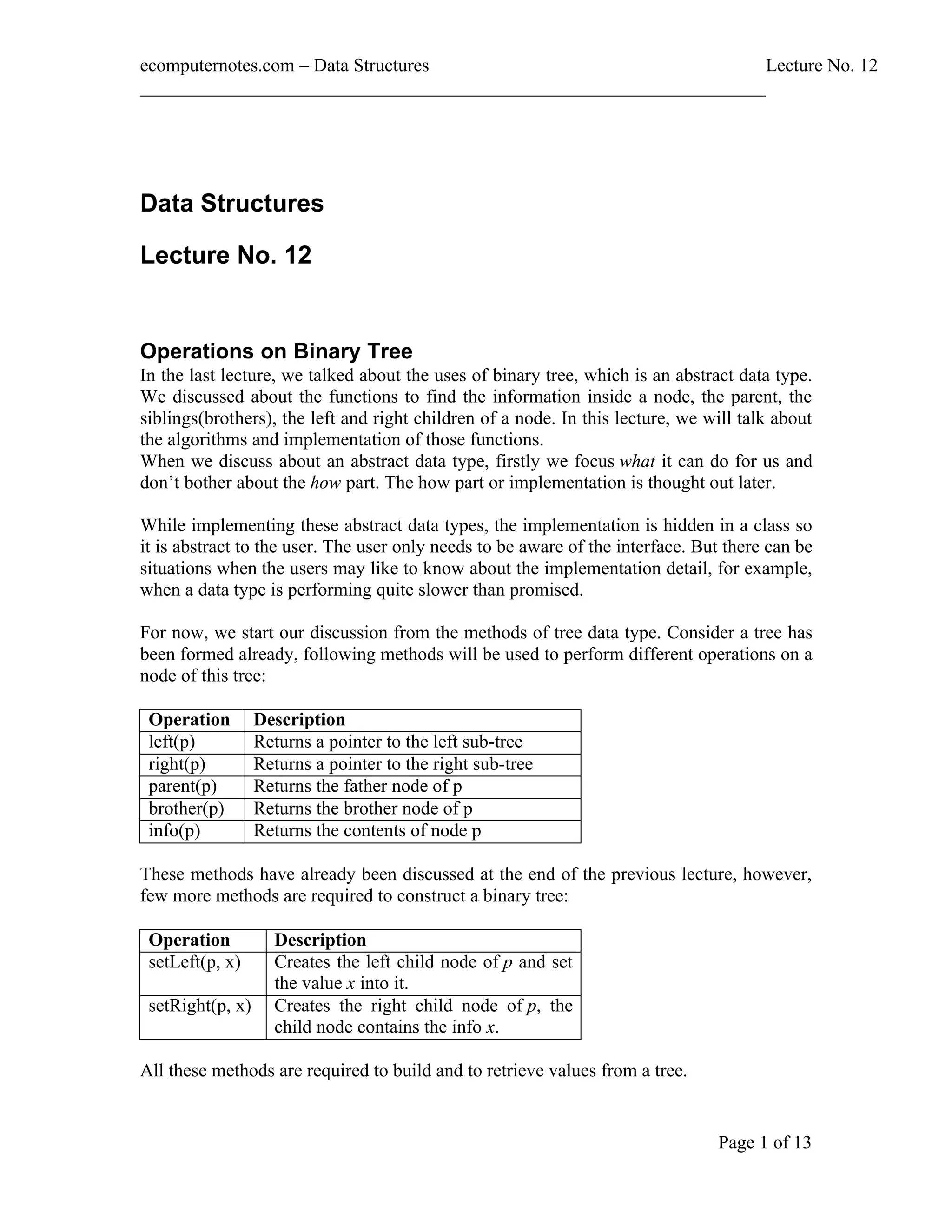 computer notes - Binary tree | PDF