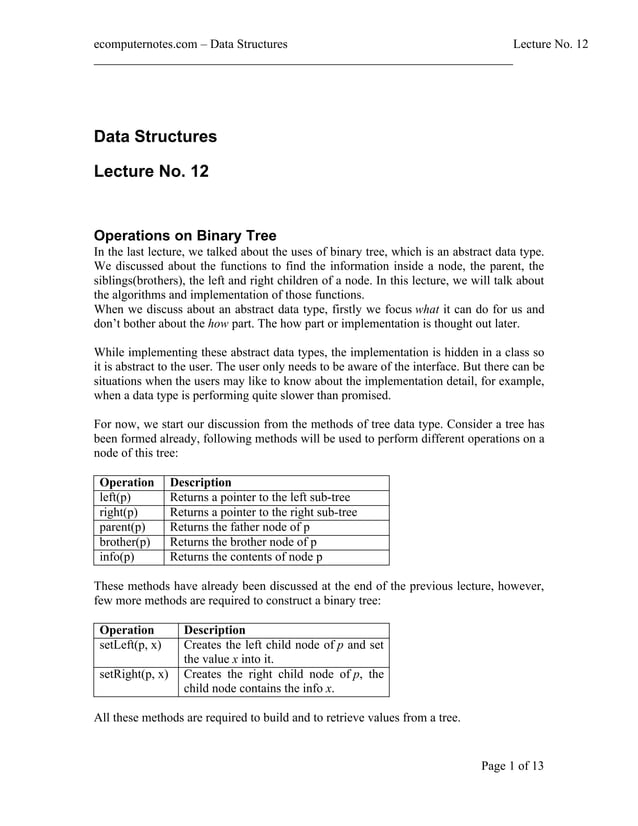computer notes - Binary tree | PDF