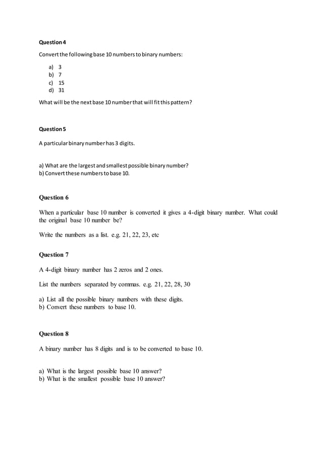 Binary worksheet | DOCX