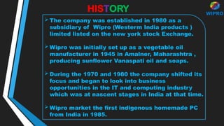 Wipro company ppt about Wipro and chairman azim H. Premji Wipro | PPTX