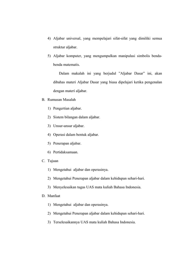 Aljabar Dasar. | DOC