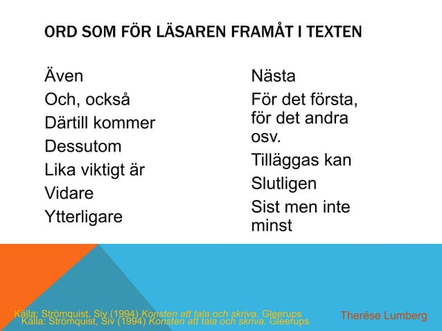 Bindeord – att skapa sammanhang i en text | PPT