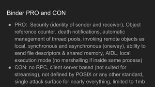 Binder: Android IPC | PPTX | Operating Systems | Computer Software and Applications