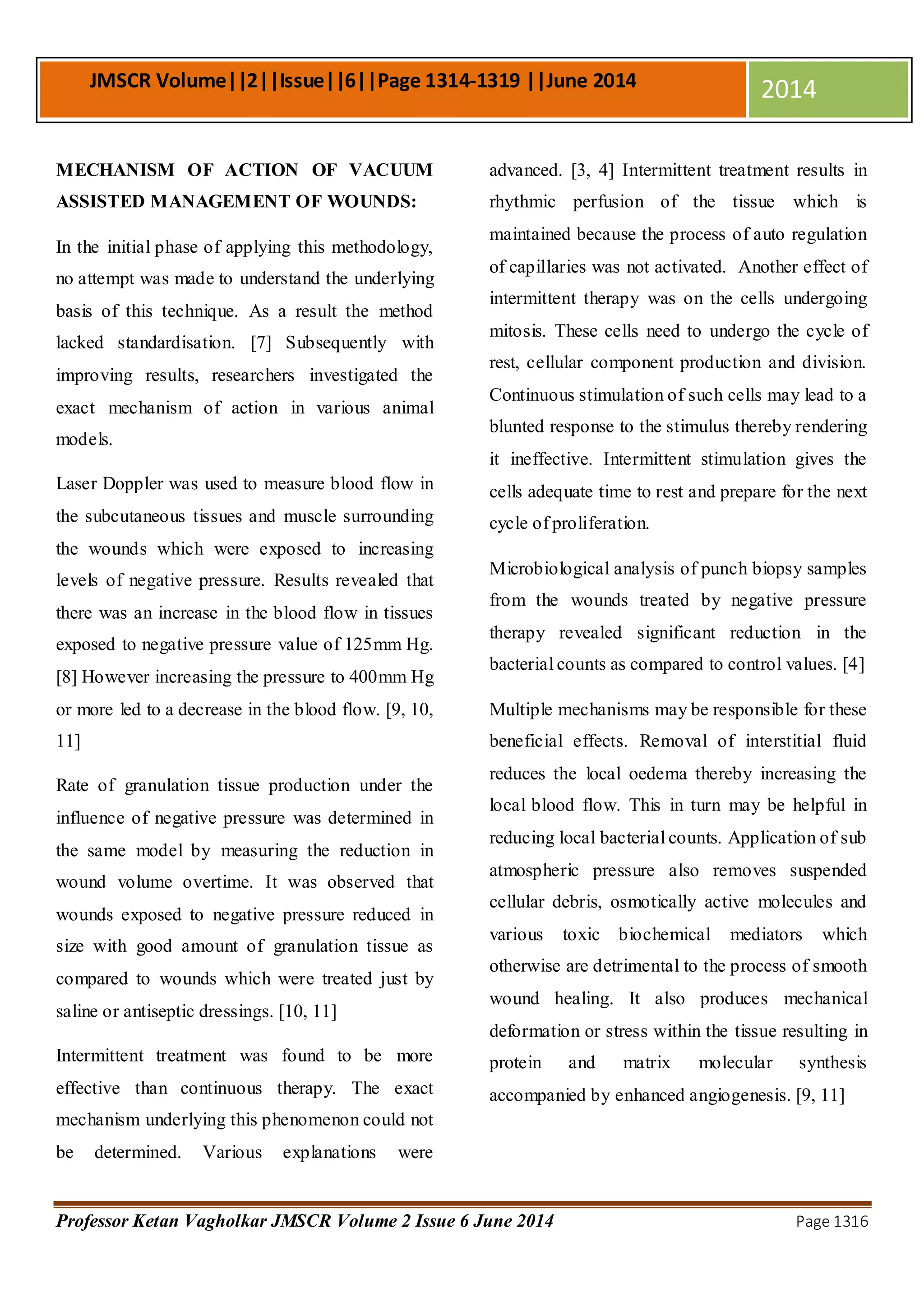 Negative pressure wound therapy: A promising weapon in the therapeutic ...