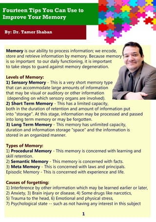 14 Tips you can use to improve your memory | PDF