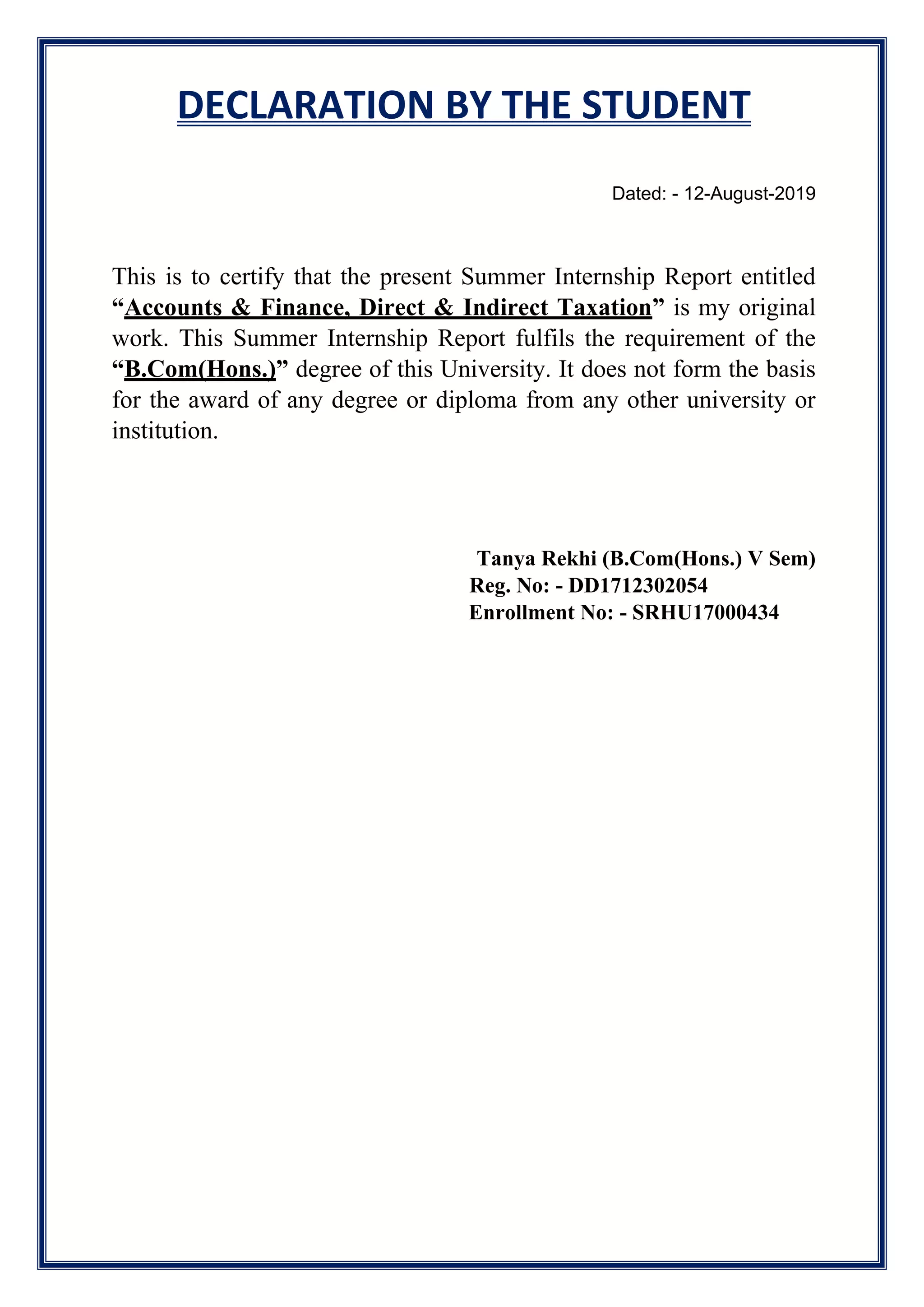 Summer Internship Report (Shekhar Chandra) (CA) | PDF