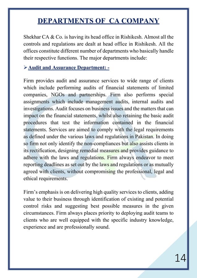 Summer Internship Report (Shekhar Chandra) (CA) | PDF | Business ...