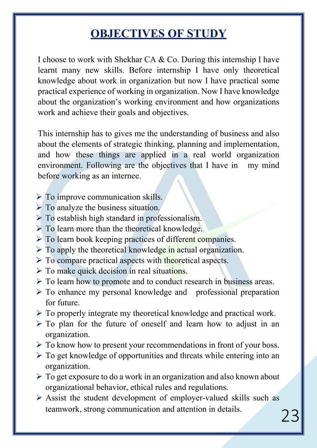 Summer Internship Report (Shekhar Chandra) (CA) | PDF | Business ...