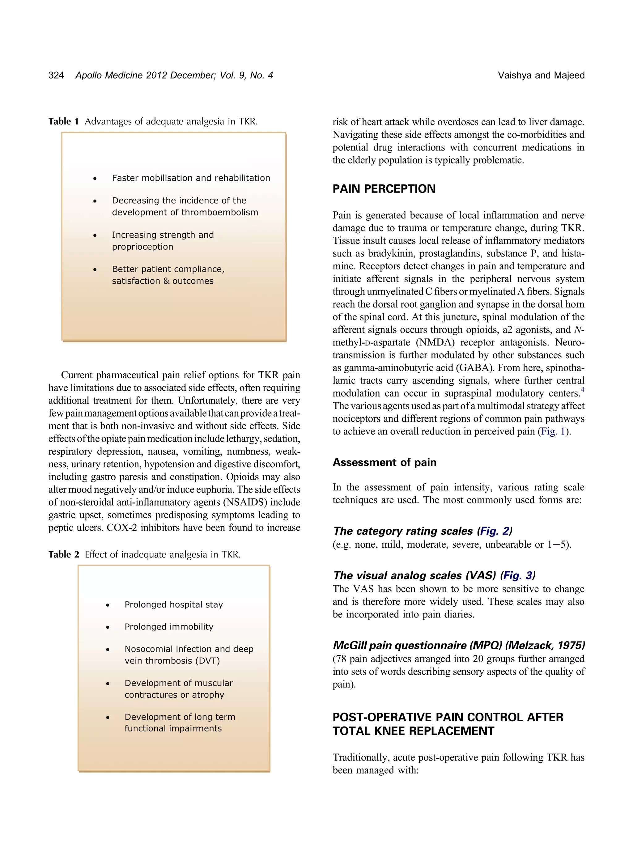 Pain management in total knee replacement | PDF