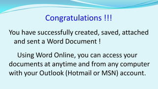 Using Microsoft Word in the cloud with a Hotmail account | PDF
