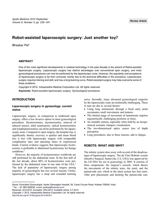 Robot-assisted laparoscopic surgery: Just another toy? | PDF
