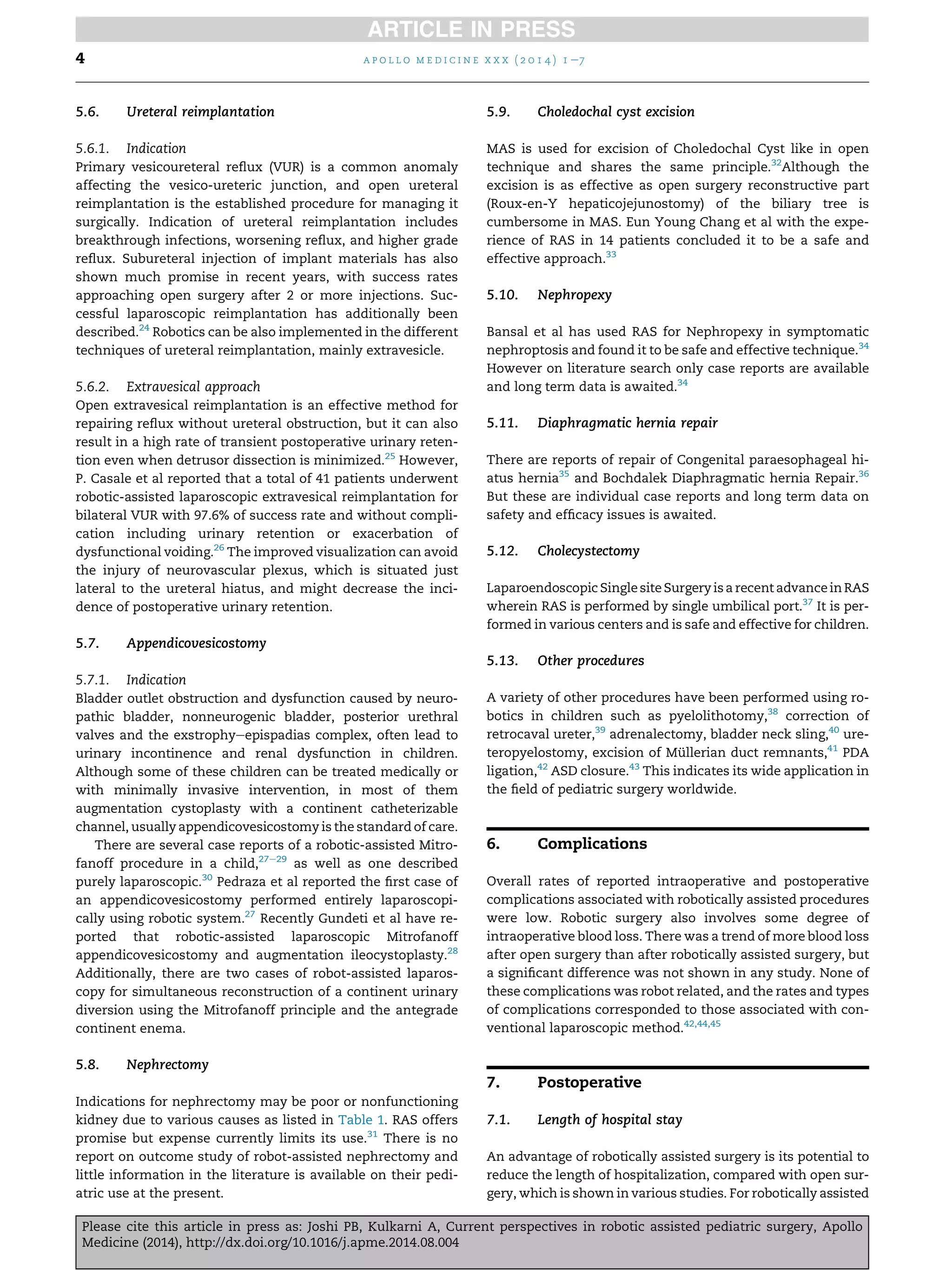 Current perspectives in robotic assisted pediatric surgery | PDF