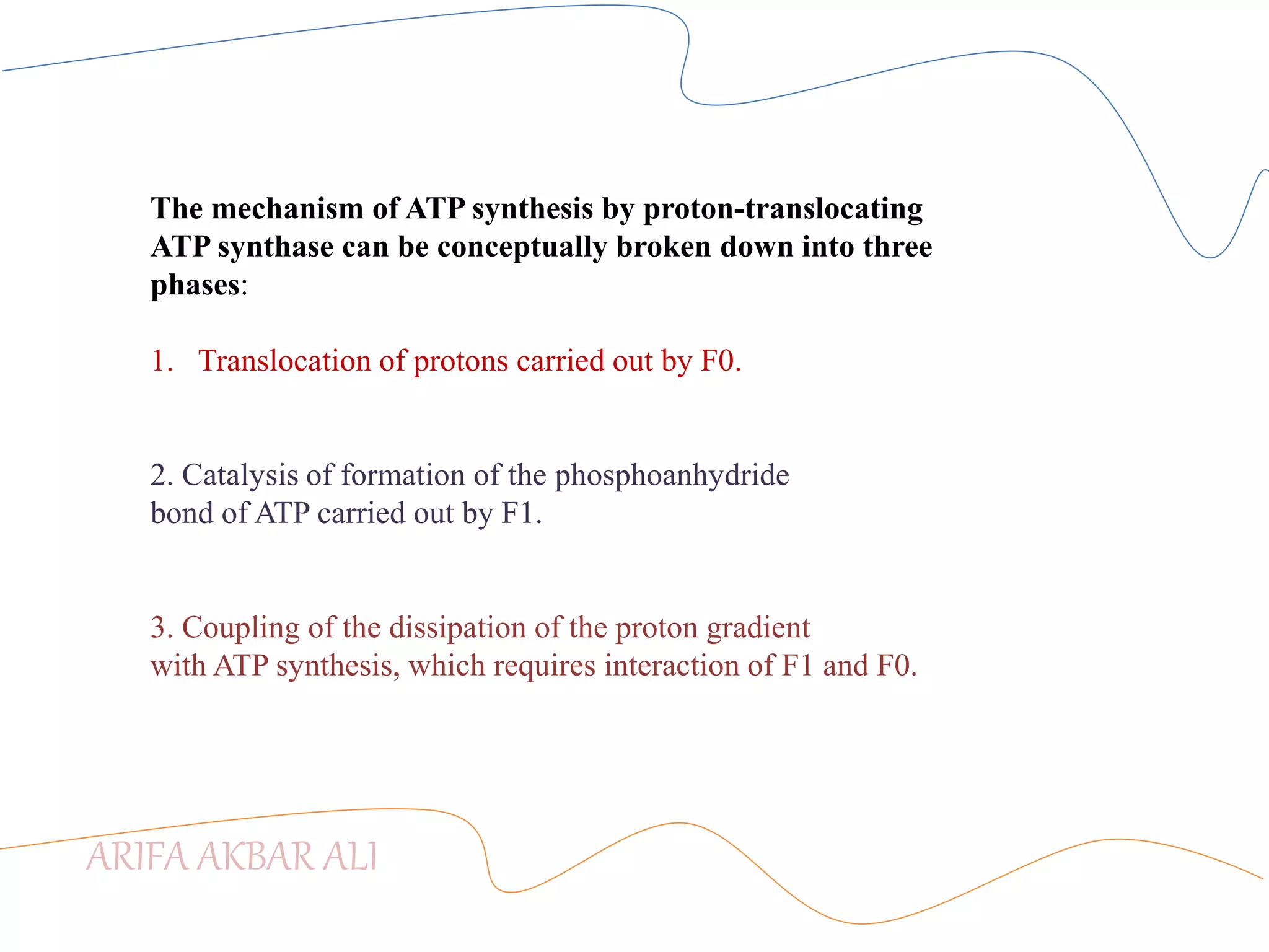 Binding change mechanism of ATP SYNTHASE | PPTX