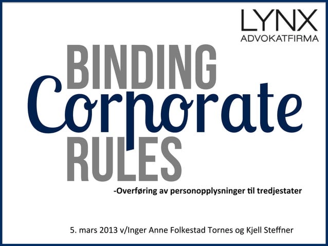 Binding corporate rules | PPT