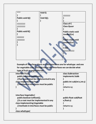 Binding,interface,abstarct class | DOCX | Programming Languages | Computing