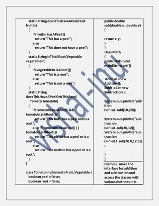 Binding,interface,abstarct class | DOCX | Programming Languages | Computing