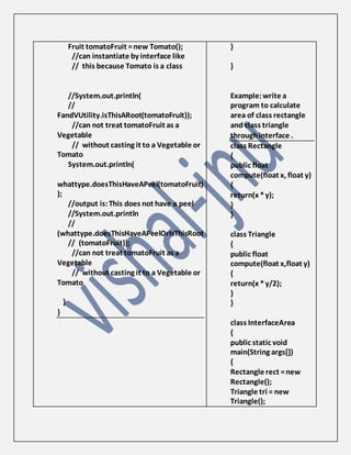 Binding,interface,abstarct class | DOCX | Programming Languages | Computing