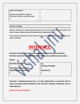 Binding,interface,abstarct class | DOCX | Programming Languages | Computing