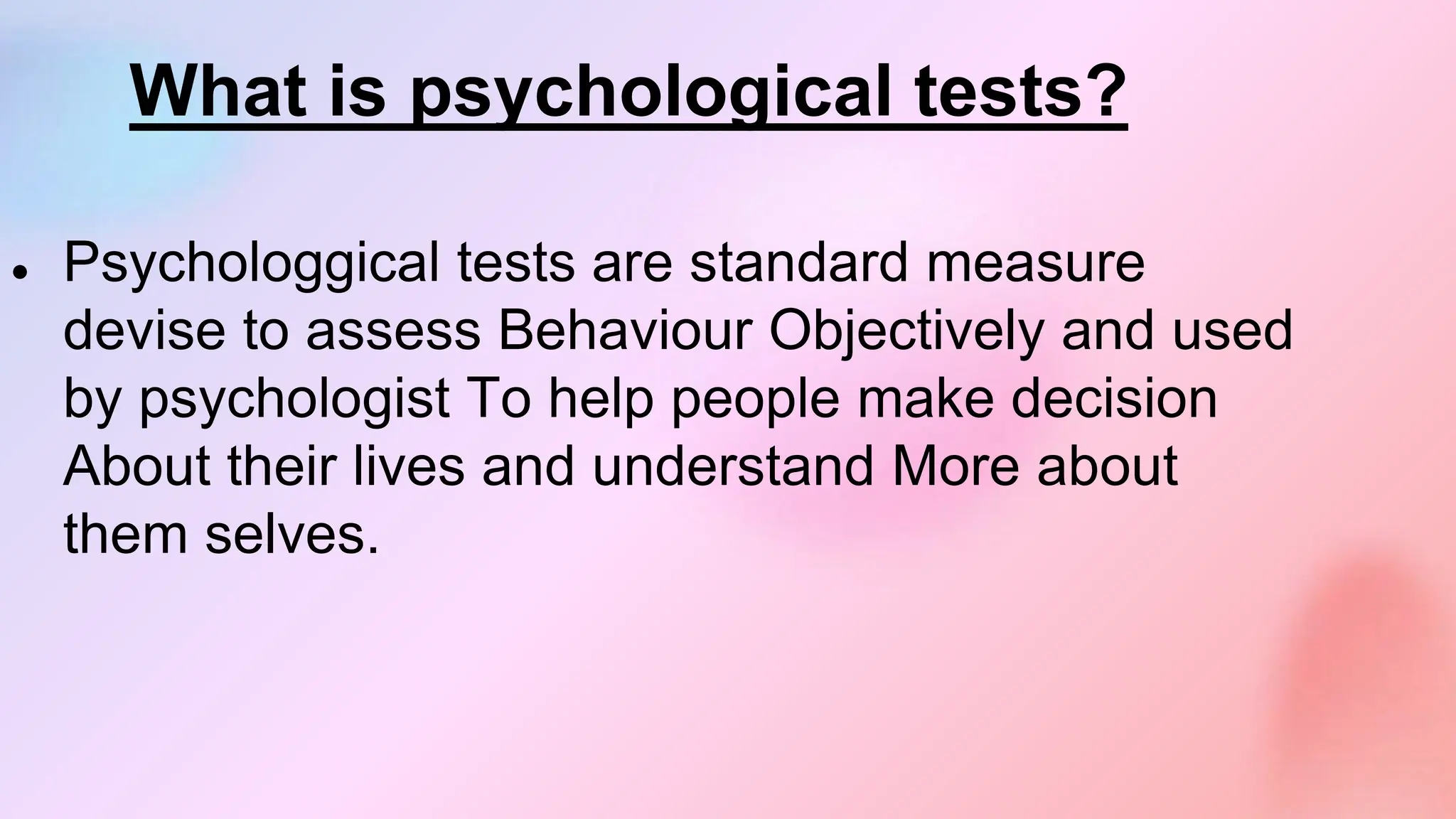 psychological assessment and tests presentation | PPTX