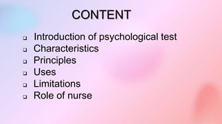 psychological assessment and tests presentation | PPTX