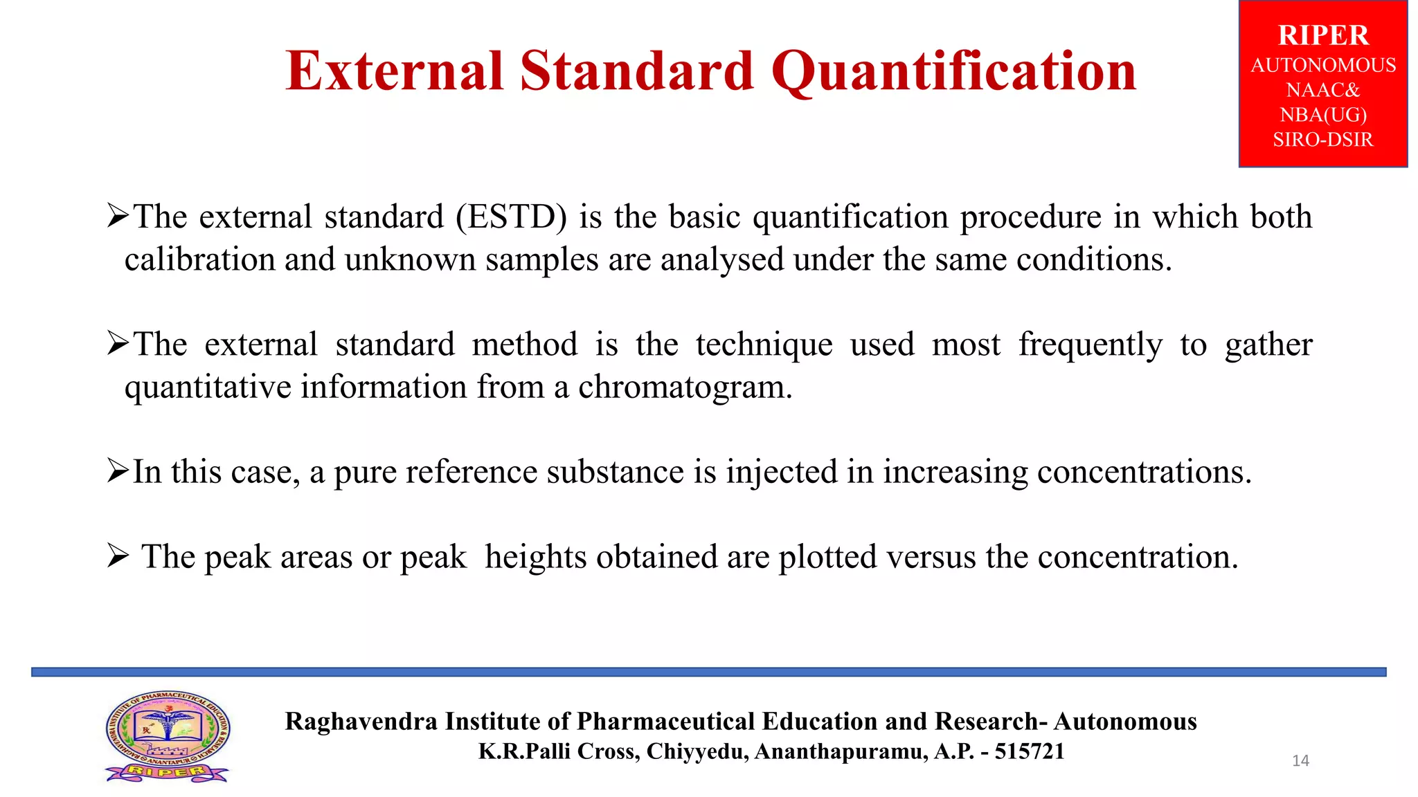 QUANTIFICATION METHODS OF HPLC | PPTX