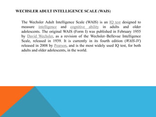 Intelligence Tests | PPTX | Educational Assessment | Education