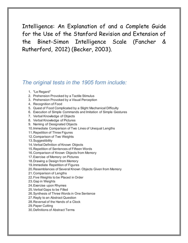 Binet test | DOCX | Standardized Testing | Educational Assessment