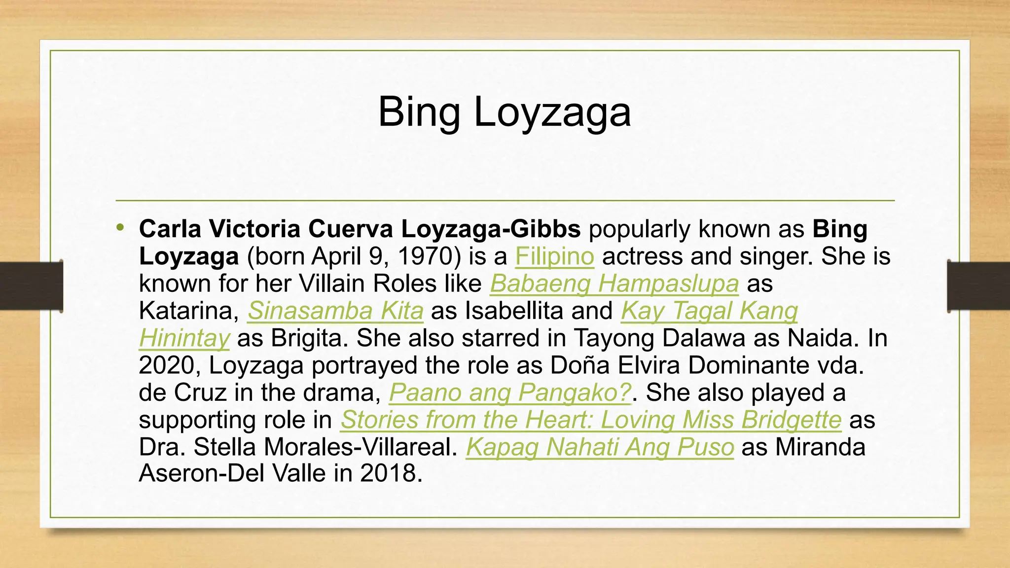 Bing Loyzaga Biography, Career, Life, Filmography.pptx