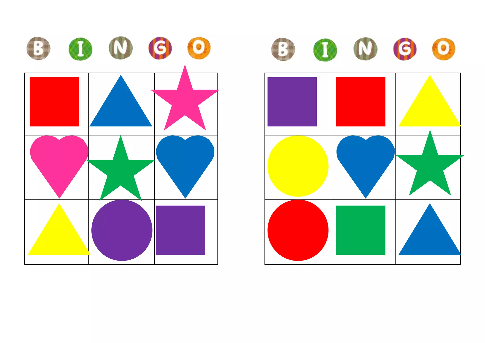 Bingo colorful shapes | DOCX