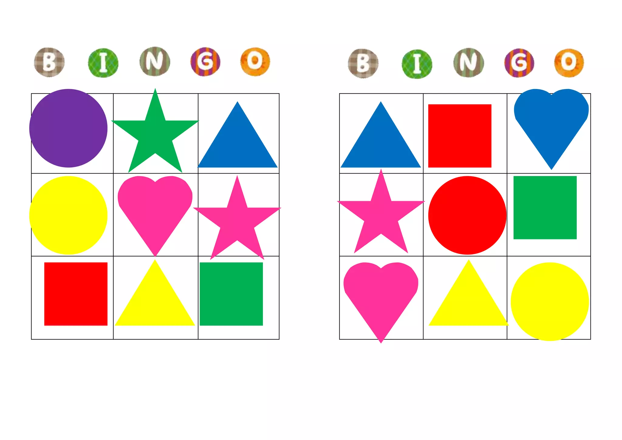 Bingo colorful shapes | DOCX