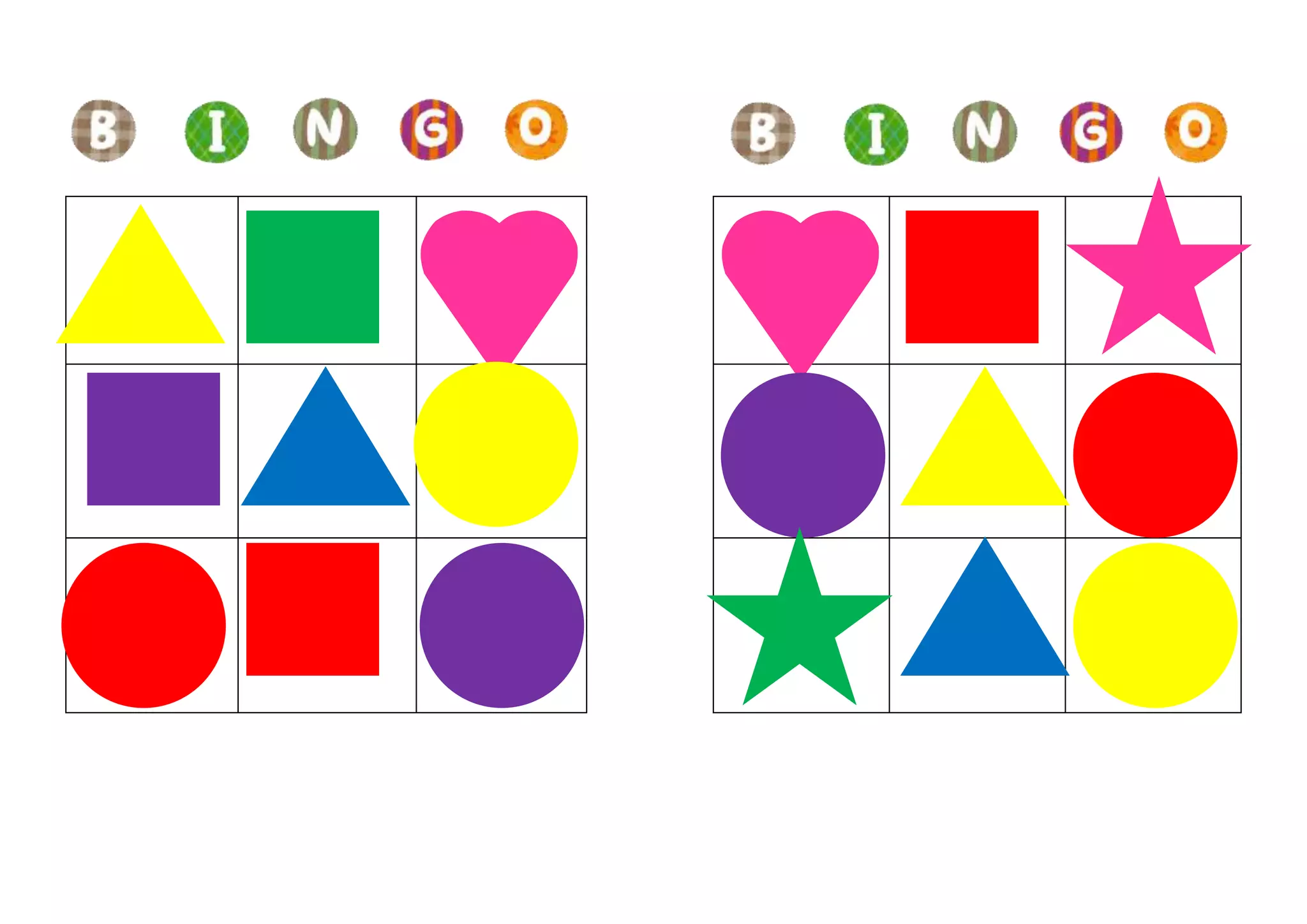 Bingo colorful shapes | DOCX