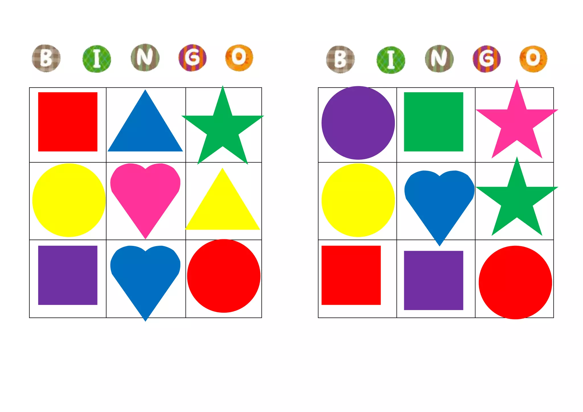 Bingo colorful shapes | DOCX