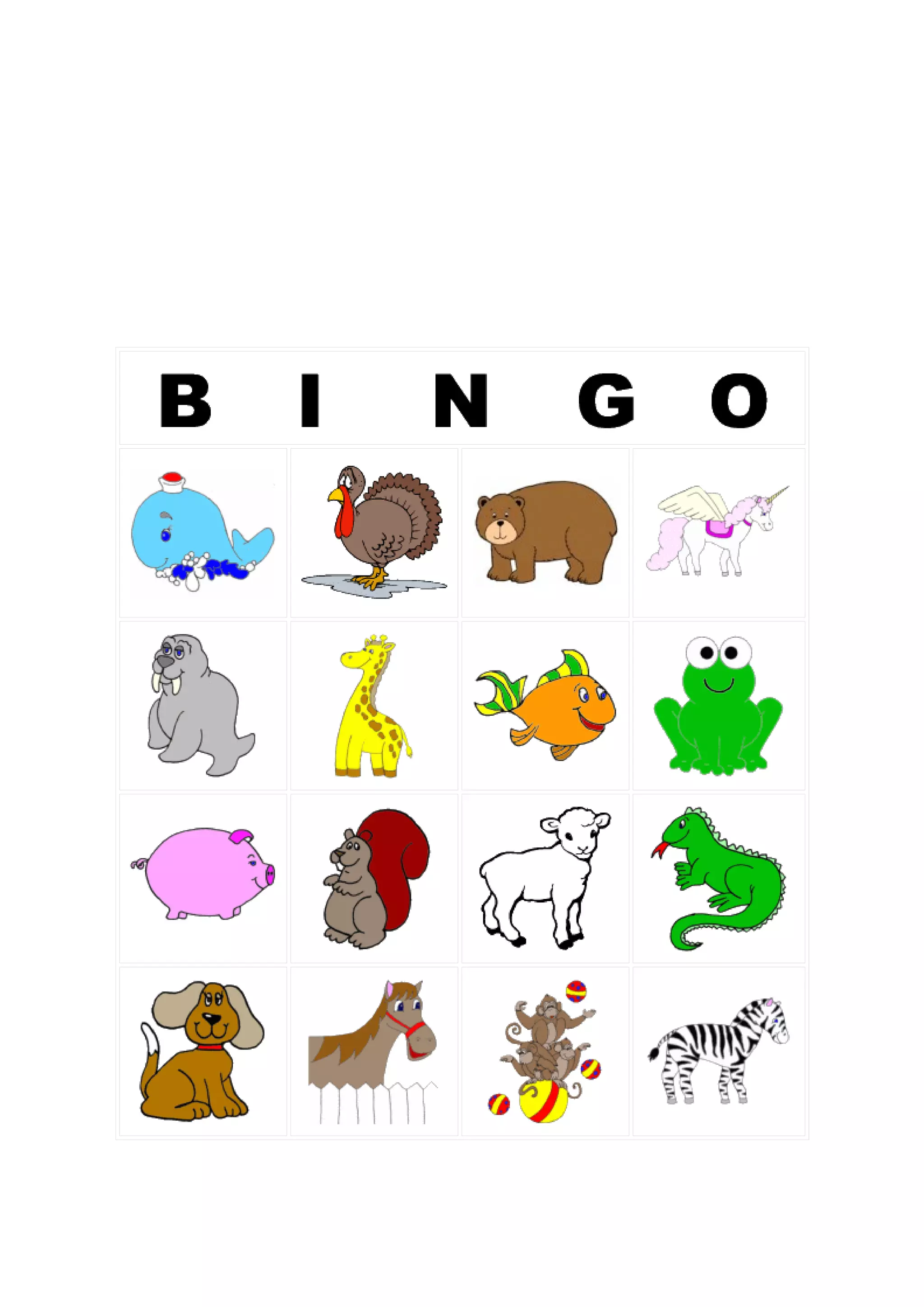 Bingo de animales | PDF