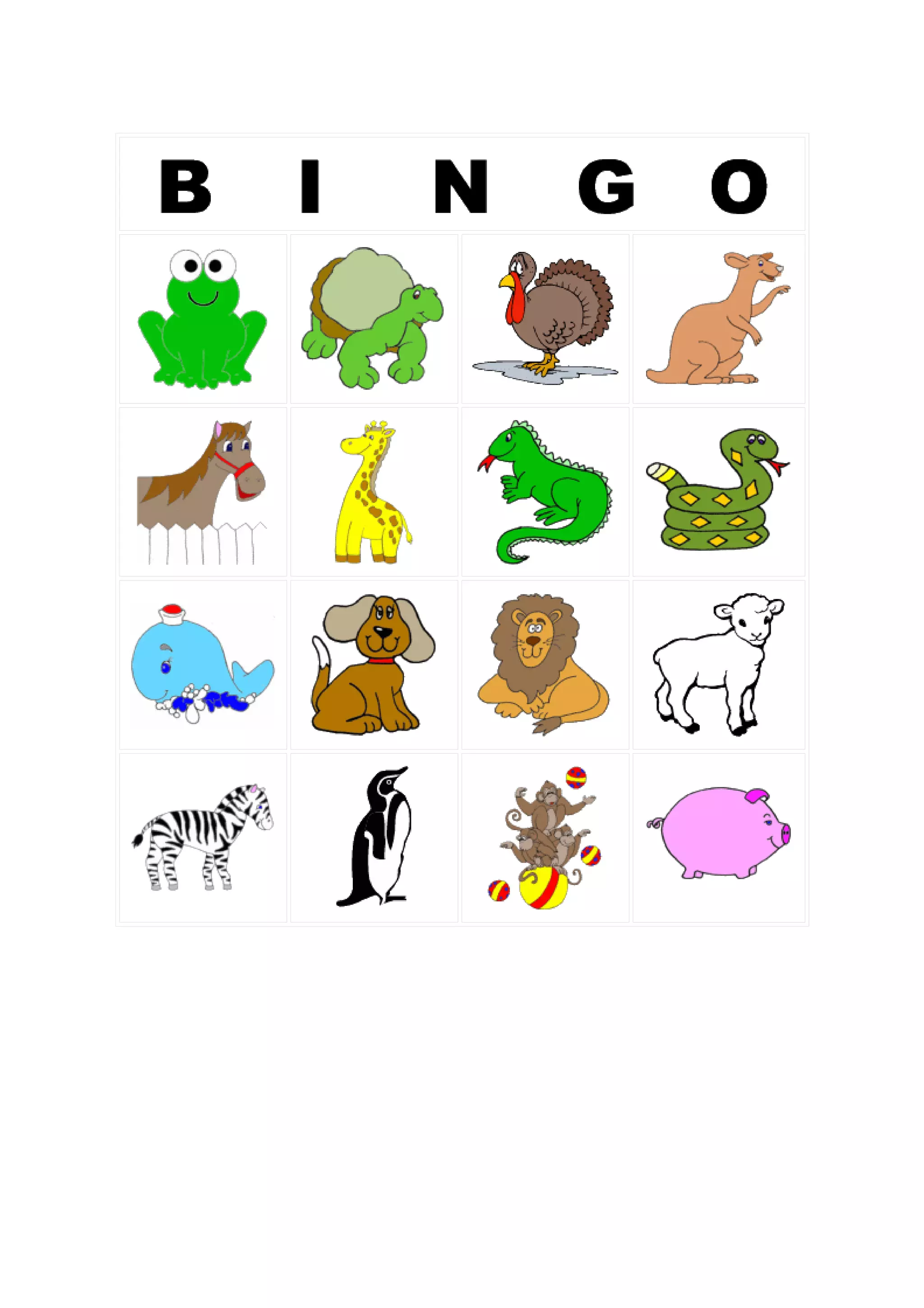 Bingo de animales | PDF