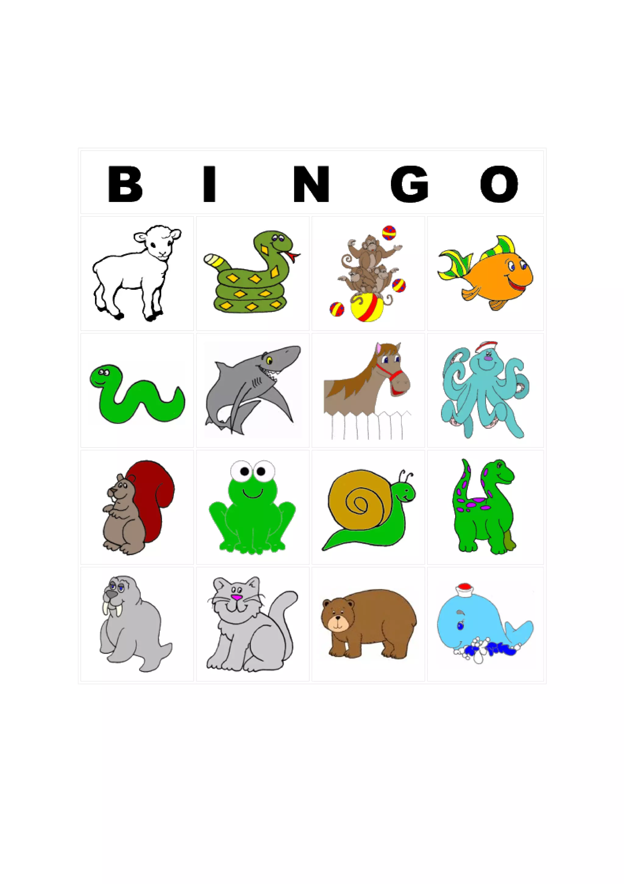Bingo de animales | PDF
