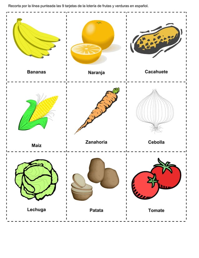 Bingo de frutas y verduras | PDF