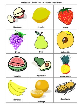 Bingo de frutas y verduras | PDF