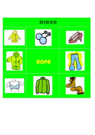 Bingo de ropa y accesorios | PDF