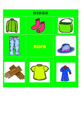 Bingo de ropa y accesorios | PDF