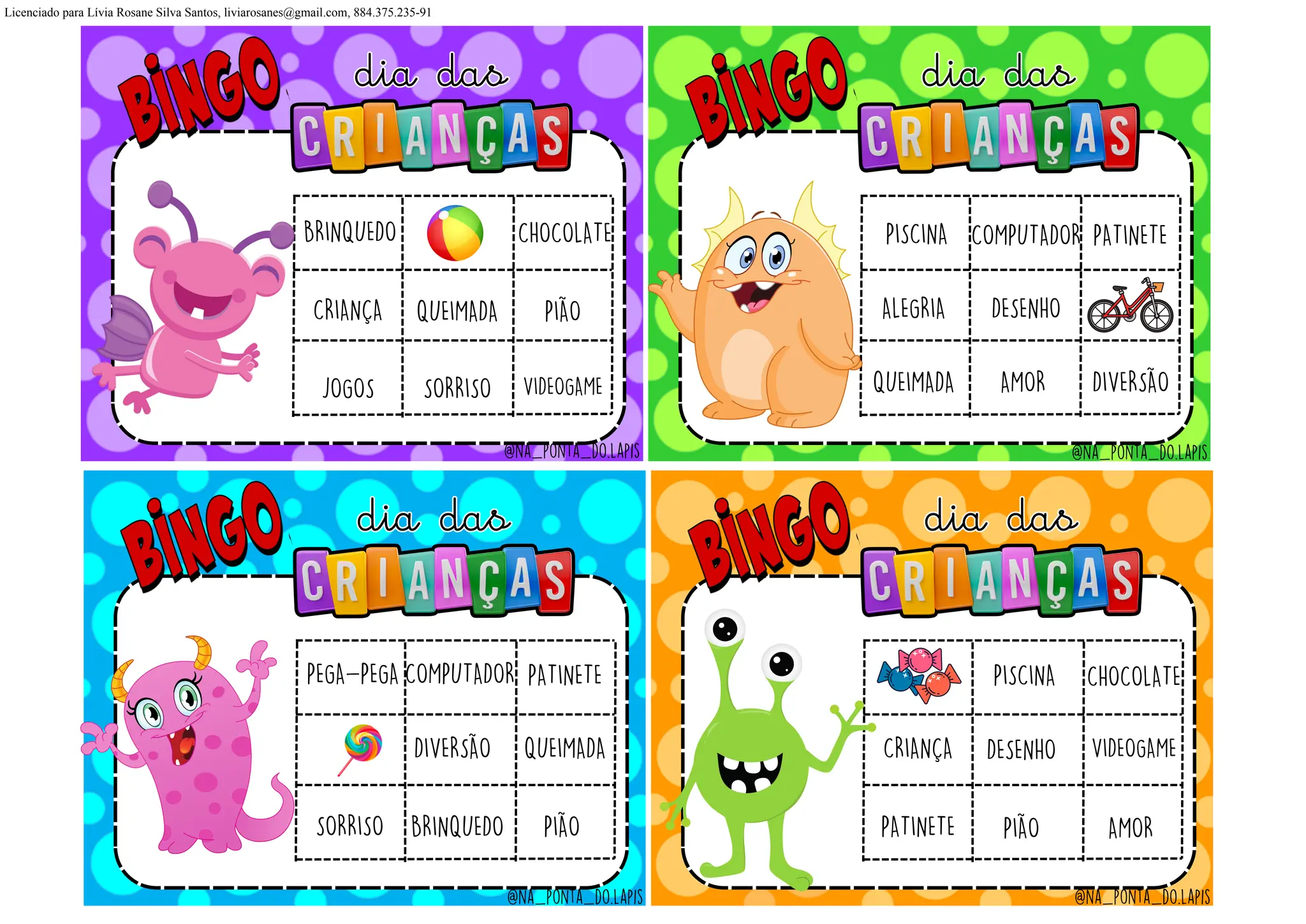 BINGO Escolar para o Dia das Crianças 24 | PPT