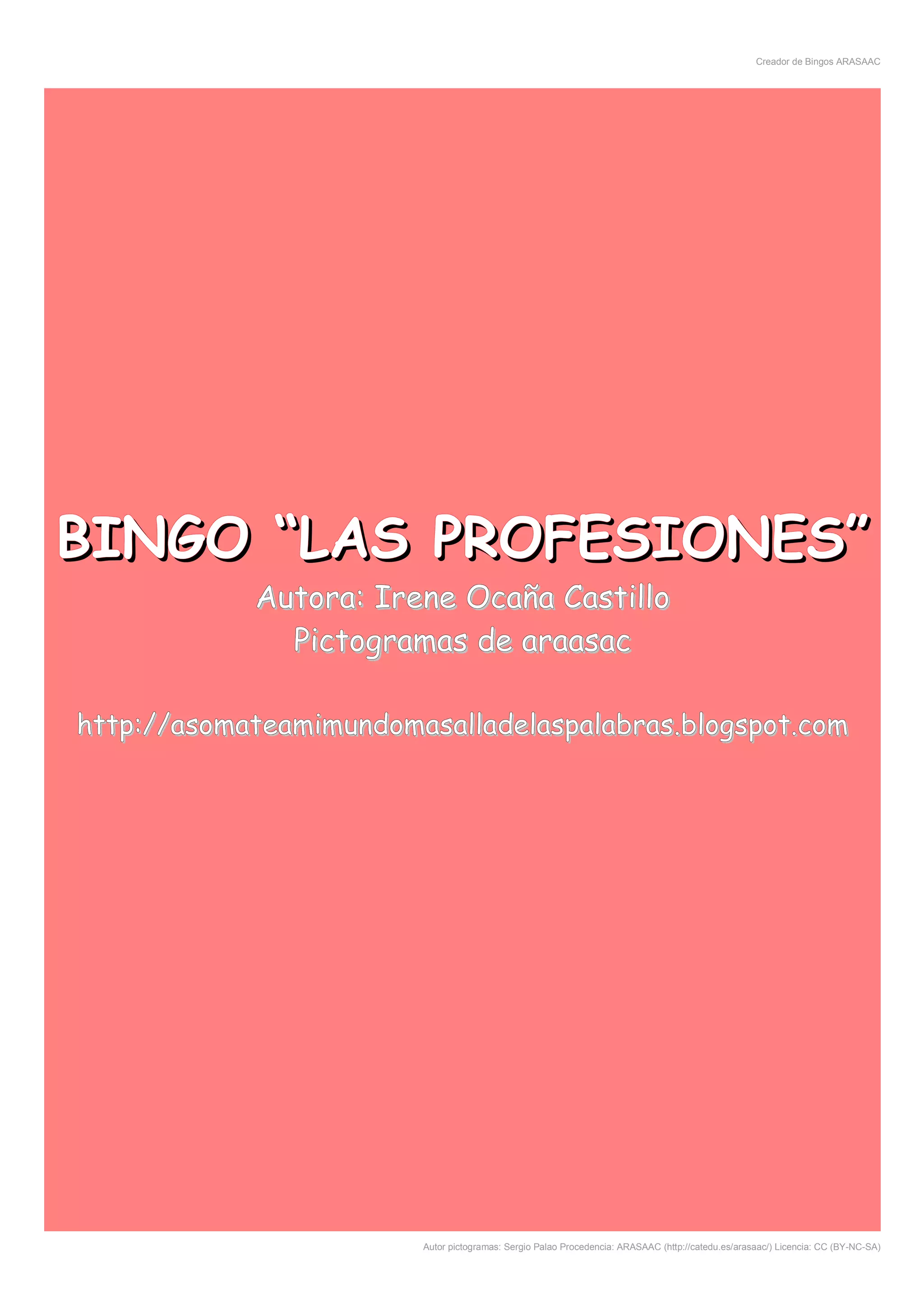 Bingo de las profesiones | PDF